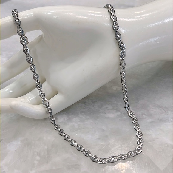 Jewelry | Silver Sparkle Diamond Shaped Ball Chain Link Necklace | Poshmark
